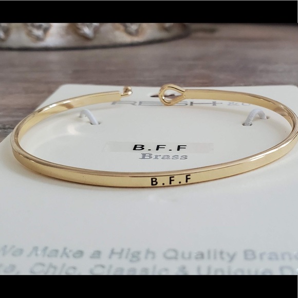 Jewelry | Gold Bff Stamped Bracelet | Poshmark